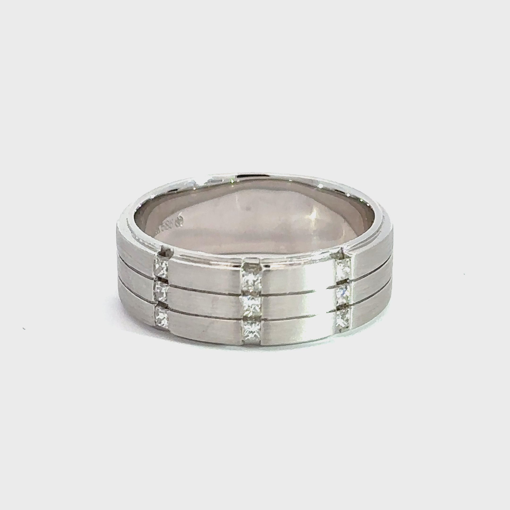 Three Row Diamond & White Gold Gents Ring – Clayfield Jewellery Online